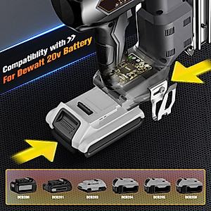 18GA Cordless Brad Nailer for Dewalt 20V MAX Battery: Electric Brad Nail Gun with 1000pcs 18 Gauge Nails for Upholstery Woodworking - Brushless - 5/8 to 1-1/4 Inch - Tool Only (Gray)