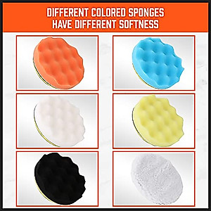 HORUSDY 6" Buffing Pad Kit, Polishing Pad Kit for 6 Inch Backing Plate Compound Buffing Sponge and Woolen Pads Cutting Polishing Pad Kit for Car Buffer Polisher, Polishing and Waxing.