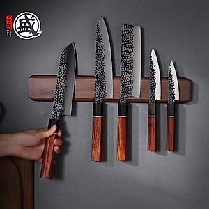 MITSUMOTO SAKARI Japanese 20" Magnetic Knife Strips, Knife Magnetic Strip for Kitchen Knives & Tools, Acacia Wood Magnetic Knife Holder for Wall