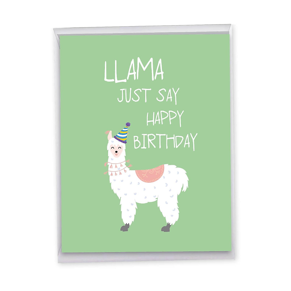 NobleWorks - Jumbo Birthday Greeting Card 8.5 x 11 Inch with Envelope (1 Pack) Big, Jumbo Bday Llama Just Say J6445ABDG