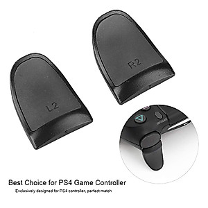 L2 R2 Controller Extenders, Soft Buttons Extenders for PS4 Controller, 4 Accessories(Black)