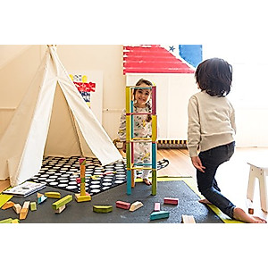 6 Piece Tegu Pocket Pouch Prism Magnetic Wooden Block Set, Sunset