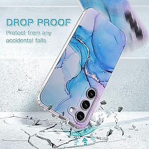 OLEBAND Case for Samsung Galaxy S23: with Screen and Camera Lens Protector,No Fading Marble Pattern, Shockproof Soft Bumper Women Phone Cover 2023 6.1"(Watercolor Marble)