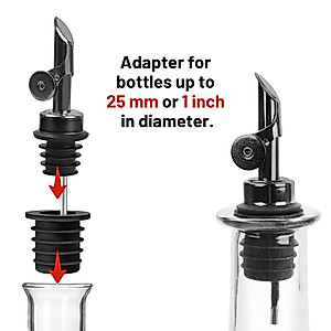 Liquor Pourer Adapters for Large Liquor Bottles and Olive Oil Bottles, Up to 1Inch/25mm Neck Bottle, Converts Regular Size Spout to Large Pouring Spout, 6 Pieces Set