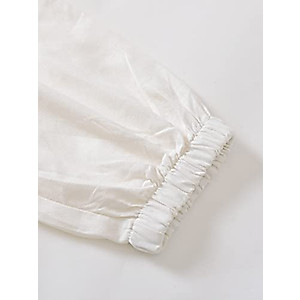 Weintee Women's Linen Joggers with Pockets L White