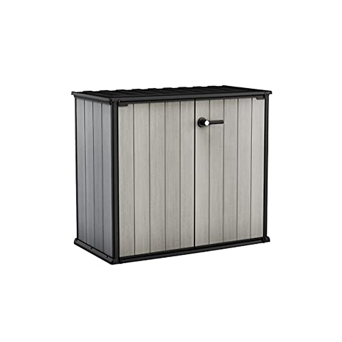 KETER Patio Store 4.6 x 4.0 ft. Resin Outdoor Storage Shed with Paintable and Drillable Walls for Customization-Perfect for Yard Tools and Pool Toys, Grey