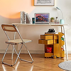 HIGOH Bedside Table Rotary Mobile Bedside Table Bedroom Bedside Table Living Room Sofa Side Table Locker Storage Rack Furniture Accessories (Color : Orange)