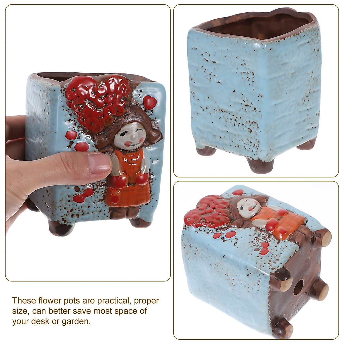 Abaodam Plant Pot container small pot bracket tabletop decor decorate plant Hydroponics flowers potted plant square flower pots outdoor cute vanilla floral decorations fleshy unique