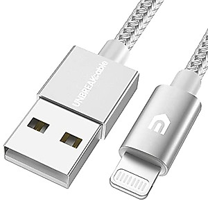 UNBREAKcable iPhone Charger Cable 2M [Apple MFi Certified C89] Fast Nylon Braided Lightning Cable for iPhone 13/13 pro/13 mini/12/12 Pro/Se 2020/11/11 Pro/XR/XS/X/8 iPad Pro - Silver