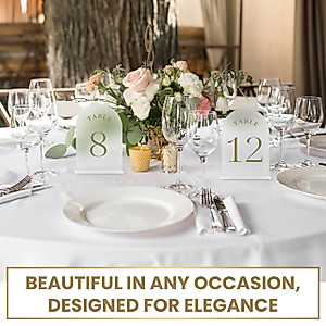 Wedding Table Numbers 1-20 - Frozen Design, Acrylic Cards With Gold Number, Perfect for Reception, Table Card Holders, Elegant Signs