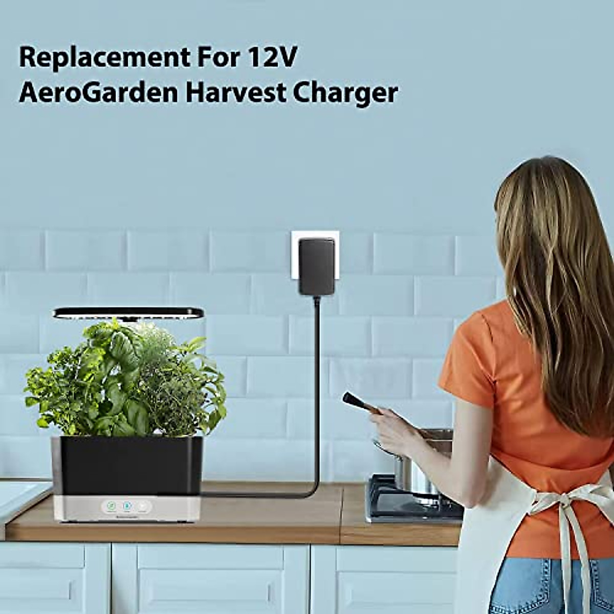 HKY 12V AC/DC Adapter Compatible with AeroGarden Harvest Elite Slim 360 100690-BLK 100691 100692-BLK 100693-PPL 100694-BLK 100695-PPL Indoor Garden LED Grow Light Power Supply