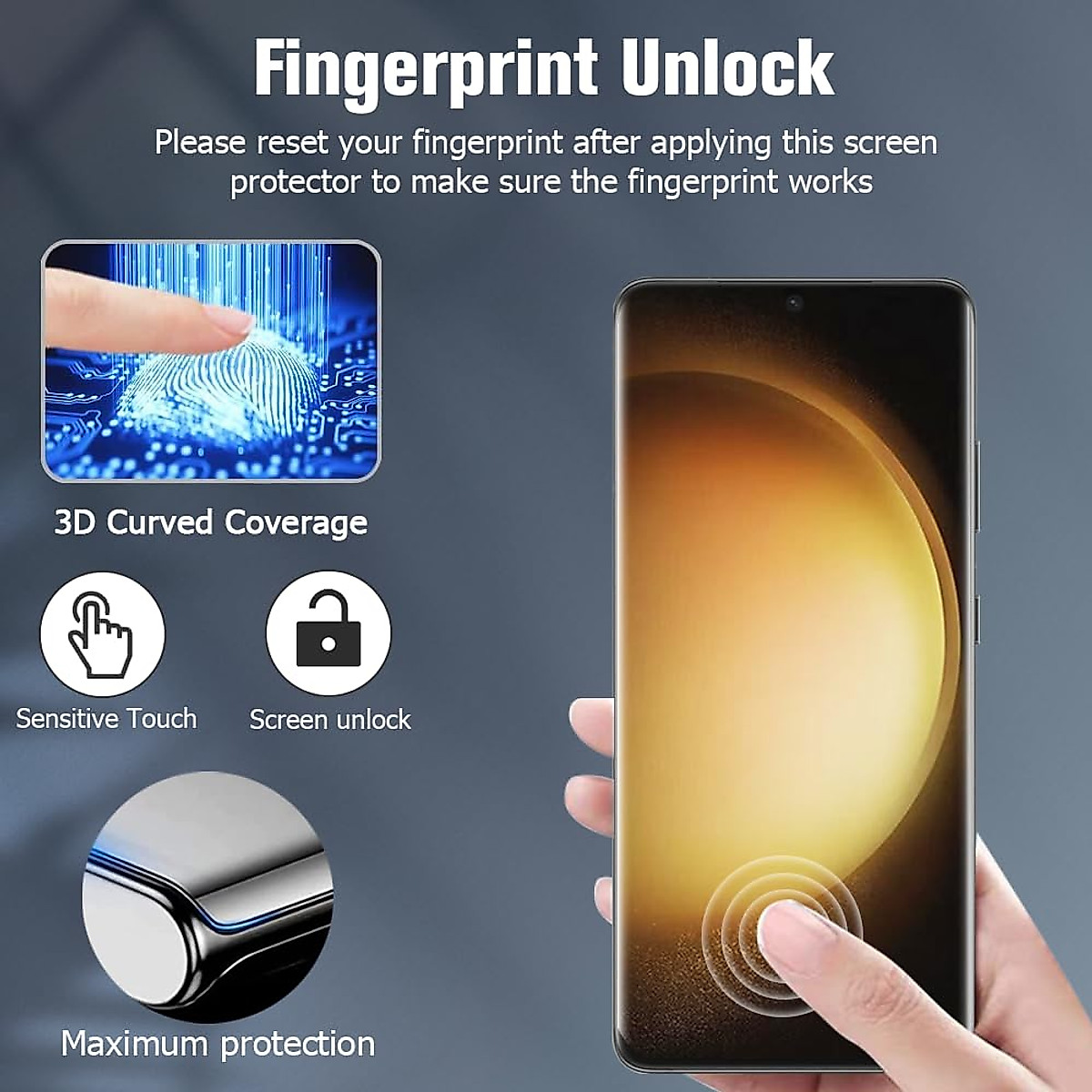 AFSKU Galaxy S21 Ultra 5G Screen Protector, 9H Tempered Glass Scratch Resistant, Ultrasonic Fingerprint Support, 3D HD Curved,for Samsung Galaxy S21 Ultra 6.8 Inch Screen Protector