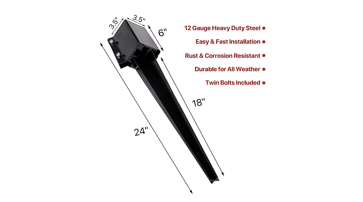 Sekcen 6 Pcs Fence Post Anchor Ground Spike 4x4 Metal Post Stake 24 ...