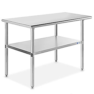 GRIDMANN Stainless Steel Work Table 48 x 24 Inches, NSF Commercial Kitchen Prep Table with Under Shelf for Restaurant and Home