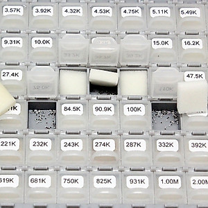 AideTek 0402 Size Surface Mount Resistor 144 Values, 100pc/value 1% Sample Resistor Kit Distributed in Box-All Enclosure E96 Serial 0ohm to 1mohm Designer Kit