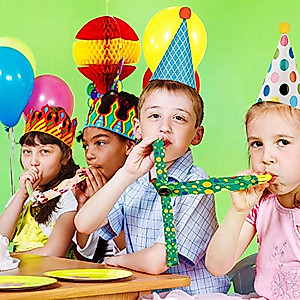 Skylety 59 Pieces Party Cone Hats with Colorful Party Blowers and Metallic Fringed Noise Makers Birthday Blowouts Horns Whistles Musical Noisemaker