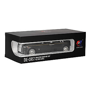 MYJJTYS Toy Car Rolls-Royce Phantom 1/24 Metal Die Casting Model Car for 3 4 5 6 7 Year Old boy Toy with Sound and Light,Classic Car Door Design, Car Logo Can be Folded(Black)