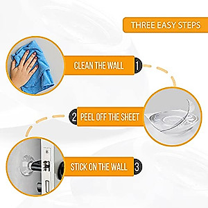 Door Stoppers Wall Protector 2” (6 Pack) - Clear Door Bumpers with Strong Adhesive Glue - Shock Absorbent and Discreet Wall Protectors from Door Knobs
