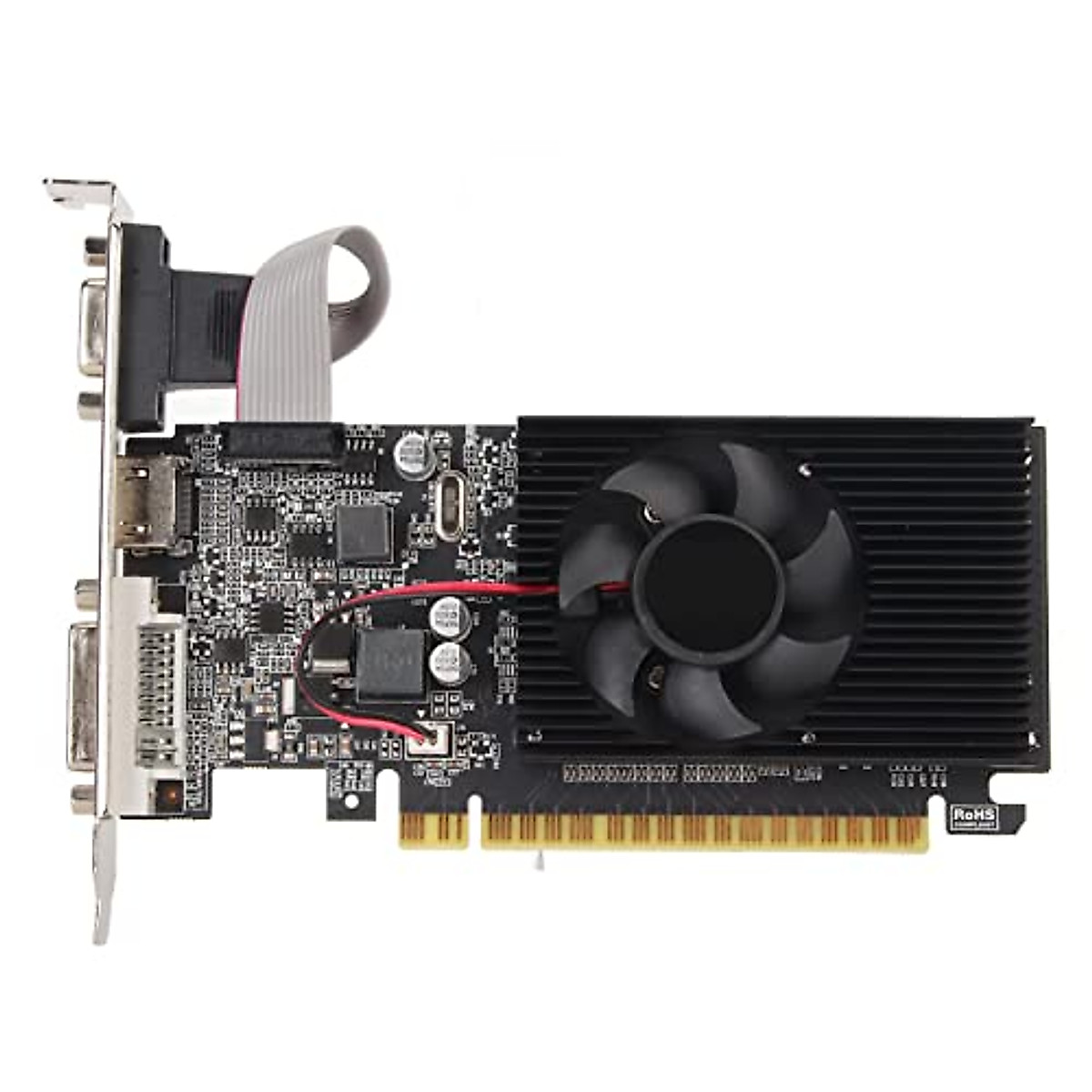 GOWENIC GT 610 1GB Graphics Card, 64Bit DDR3 PCI Express X16 2.0 Gaming Graphics Card with HDMI VGA DVI Port and Silence Cooling Fan for Desktop Computers