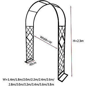 Metal Garden Arch Metal Garden Arbour Trellis Archway Rose Arch Wedding Archway Heavy Duty Strong Tubular Arbour Flower Stand with Base (Bronze W2.6xH2.3m/8.5x7.5ft)