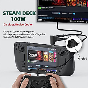 NFHK 10Gbps USB3.0 Type C Male to Dual Female Power Data Splitter Adapter Up Angled Compatible with Steam Deck Laptop