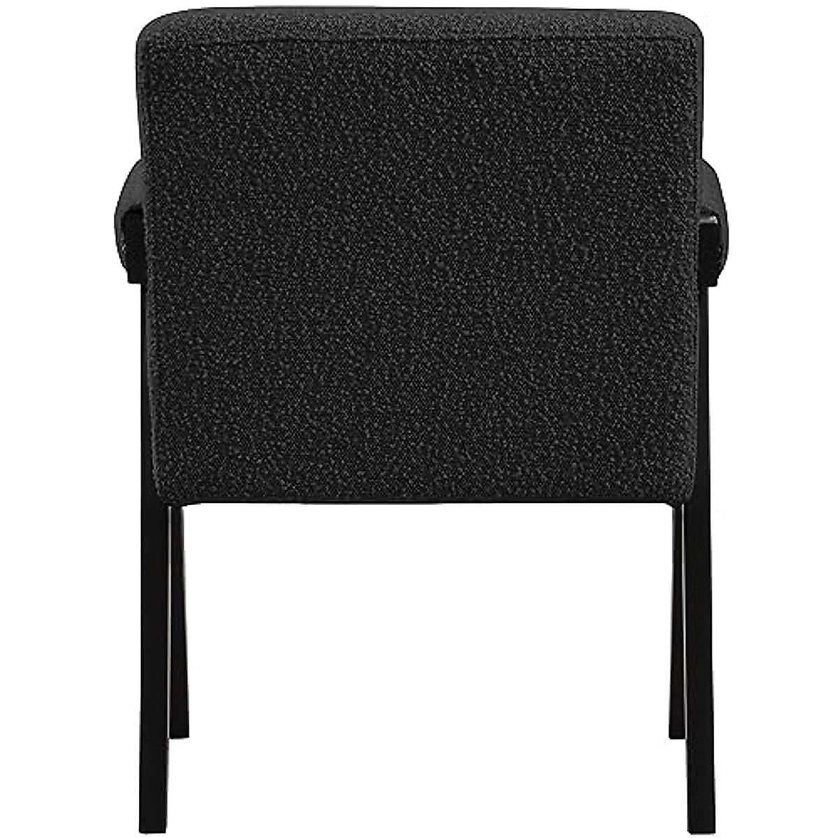 Meridian Furniture 481Black Woodloch Collection Mid-Century Modern Boucle Fabric Upholstered Accent Chair with Rich Black Boucle Fabric, Black Finish Solid Wood, 24.5" W x 23.5" D x 32" H, Black