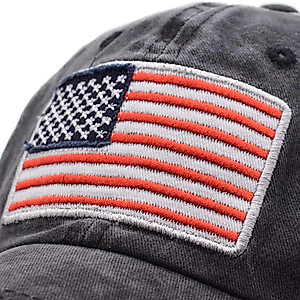 Uphily Black USA American Flag Baseball Cap, Low Profile Patriotic Dad Hat for Men or Women