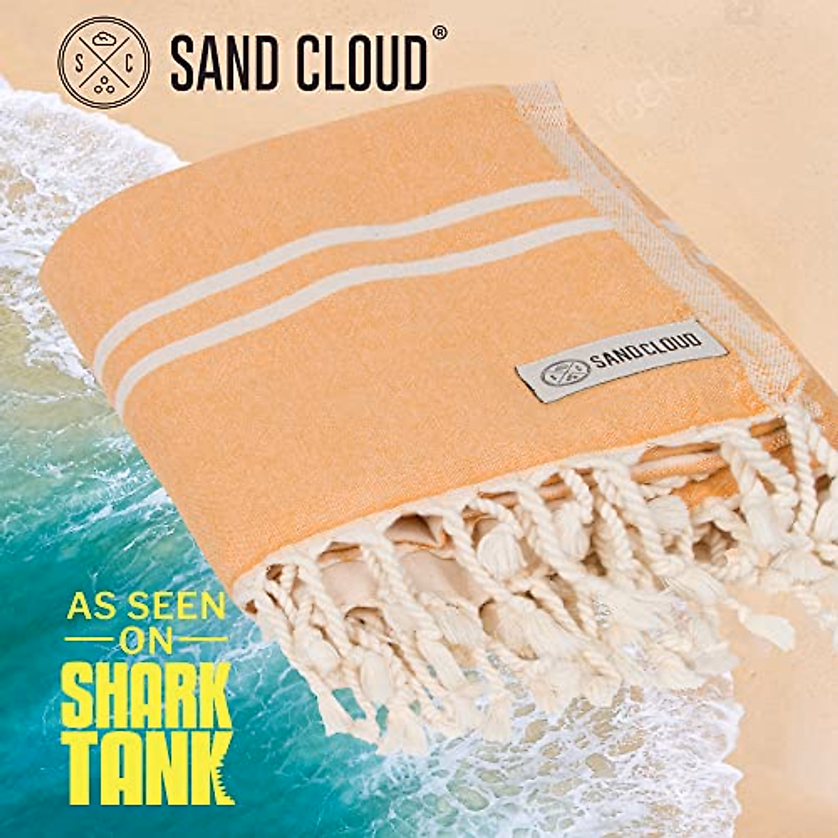 Sand Cloud Large Turkish Beach Towel - Sand Free - 100% Organic Turkish Cotton Yarn - Quick Dry Towel for Beach, Picnic Blanket or Throw - As Seen on Shark Tank - Boho Honey XL