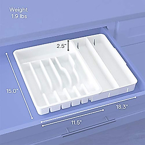 YouCopia Expandable Utensil Tray DrawerFit Organizer, White.