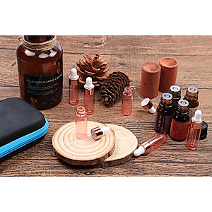 Furnido 35 Pack,1/6 oz(5ml) Pink Essential Oils Dropper Bottle,Empty Glass Sample Vials with Glass Tube,Rose-Golden Caps For Travel,Perfume Aromatherapy Liquid Container-Dropper&Funnel Included