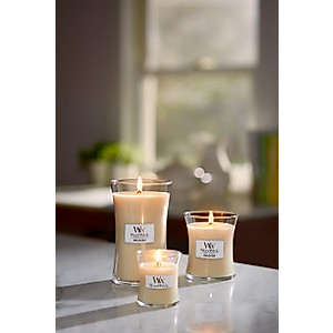 WoodWick Medium Hourglass Candle, Vanilla Bean - Premium Soy Blend Wax, Pluswick Innovation Wood Wick, Perfect for Gifting and Aesthetically Pleasing Decor