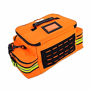 Lightning X Medium First Responder EMT Bag | LXMB25 | w/Reflective, Shoulder Strap & Zippered Compartments for First Aid + Trauma Supplies - Orange