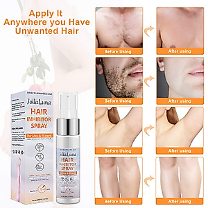 JollaLuna Hair Inhibitor, Hair Removal Spray, Hair Stop Growth Spray for Men and Women, Non-Irritating Painless Hair Removal for Face Arms Legs Chest Armpit, 30 mL (Aromatic)