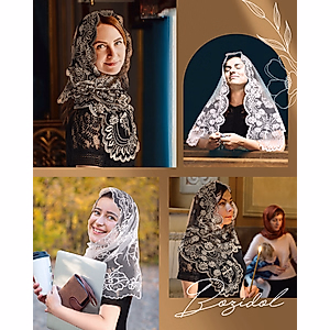 Bozidol Church Triangular Head covering - Cross Chalice Embroidered Vintage Church Veil for Women