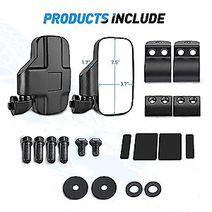 Nilight UTV Side Mirrors Compatible With 2015-2023 Polaris Ranger 1000 Can-Am Defender Maverick Trail Pro-Fit Cage Profiled Tube Adjustable Break-Away Rear View Mirror, 2 Years Warranty