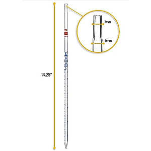EISCO Serological Pipette, 5ml - Class A, Tolerance ±0.030ml - Blue Graduations - Color Code, Red - Calibrated for Delivery to Jet - Borosilicate Glass