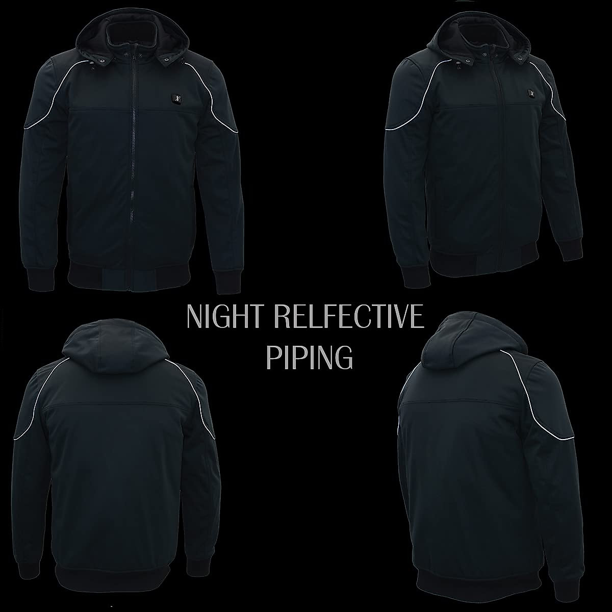 Nexgen Heat MPM1761SET Men’s Black 'Heated' Soft Shell Racing Style Motorcycle Heated Jacket for Riding w/Battery - Large