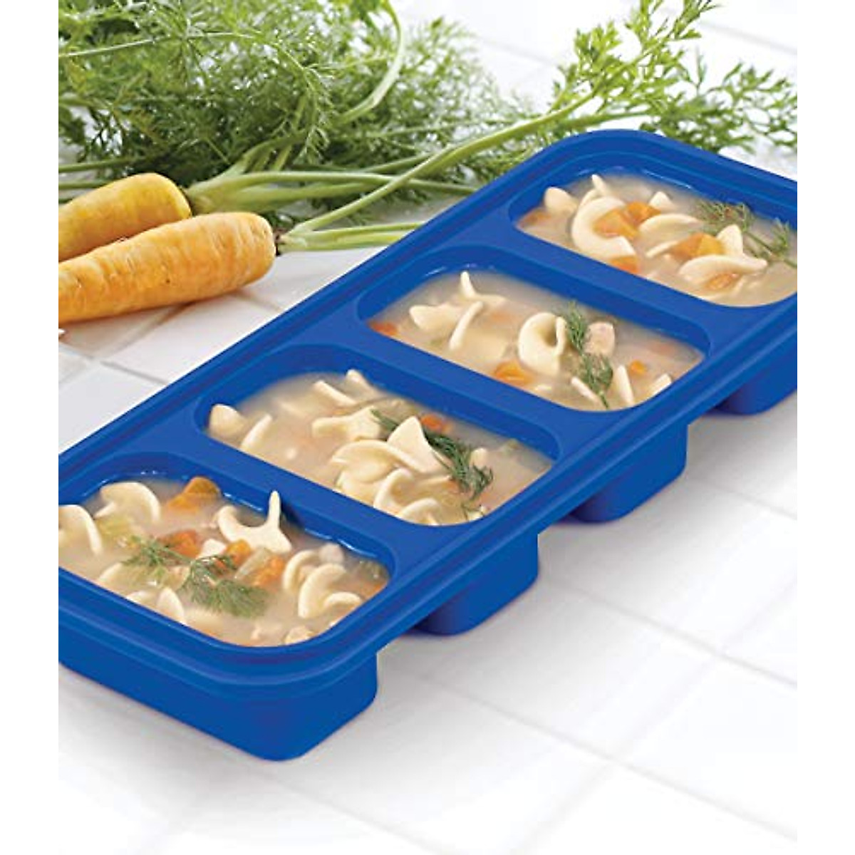 HIC Kitchen Prep-N-Freeze Portion Tray with Lid, Collapsible LFGB Silicone, 6-Ounce Sections