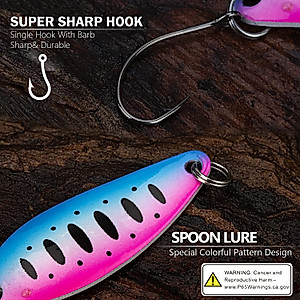 QualyQualy Fishing Spoon Lure Assortment, 30pcs Colorful Trout Lure Set Casting Metal Fishing Lure Trolling Spoon Lure Single Hook Tackle Kit