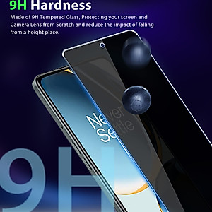 Zeking [3-Pack OnePlus Nord N30 Privacy Tempered Glass Screen Protector, Anti-Glare 9H Hardness [3D Touch][Case Friendly] [Anti Scratch][Anti-Fingerprint] Bubble Free
