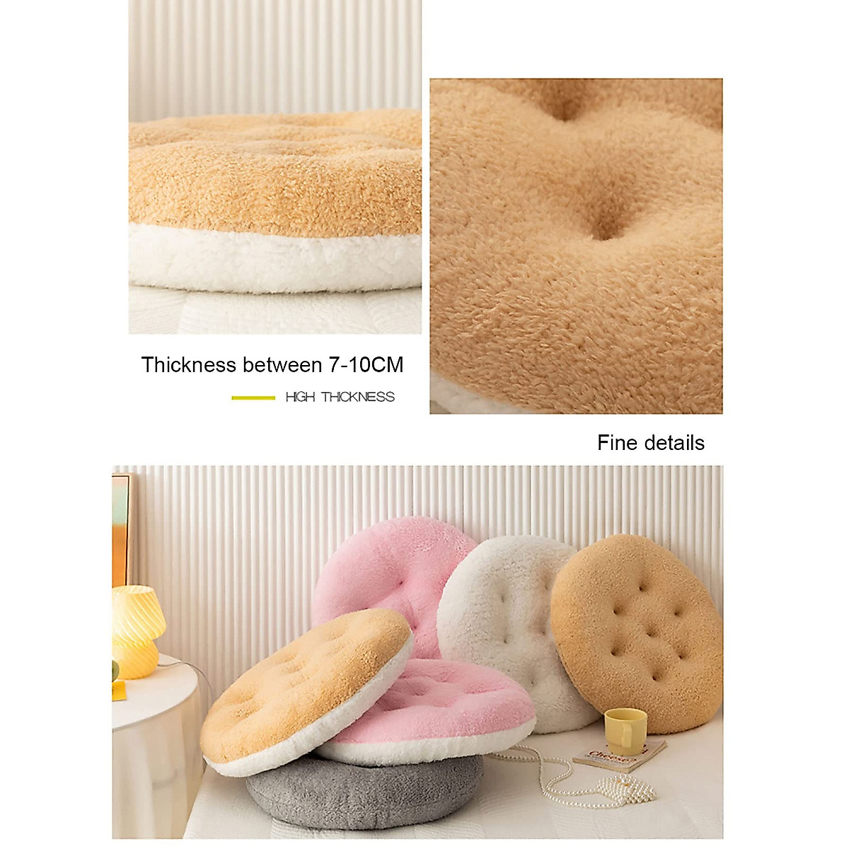 GZHOME Round Chair Pad,Soft Fluffy Seat Cushion Plush Thicken Seat Pad,Comfort Lambswool Chair Cushion Floor Pillow for Kitchen Home Office Dining Chair (40x40cm(16x16inch), Yellow)