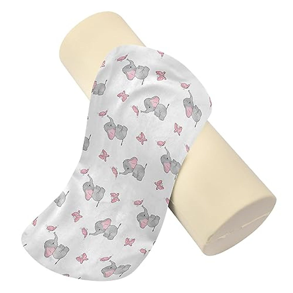 Vnurnrn Elephant Butterfly Neck Support Pillow Round Neck Roll Bolster Cylinder Pillow Cervical Pillows Leg Pillow for Leg Knee Back Head Support for Work Women Men Traveling Headrest