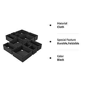 Hinotori Drawer Organizer for Clothing Foldable Storage Bins Closet Baby Dresser Drawer Divider Nursery Basket Box for Underwear, Bras, Lingerie, Black, 12 Pack