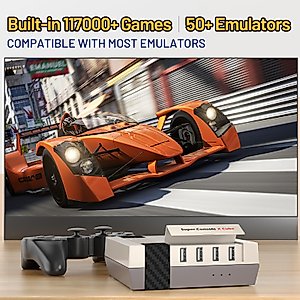 Kinhank Super Console X Cube Retro Game Console with 117000+ Classic Games, TV & Game System in 1,Video Game Console Compatible with 50+ Emulators,Support 4K，with 2 Wireless Game Controllers(256G)