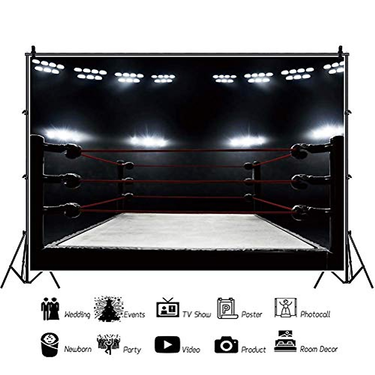 DASHAN 6x4ft Polyester Boxing Backdrop Boxing Ring Boxing Birthday Athlete Competitor Contest Arena Infighter Boxer Photography Background Sports Boxing Theme Party Gym Boys Men YouTube Photo Props