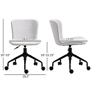 Vinsetto Home Office Chair, Swivel Task Chair with Adjustable Height and Armless Design for Small Space, Living Room, Bedroom, Light Gray