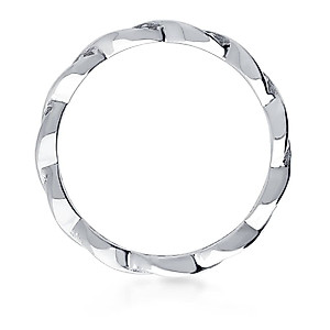 BERRICLE Sterling Silver Woven Wedding Rings Pave Set Cubic Zirconia CZ Eternity Ring for Women, Rhodium Plated Size 6