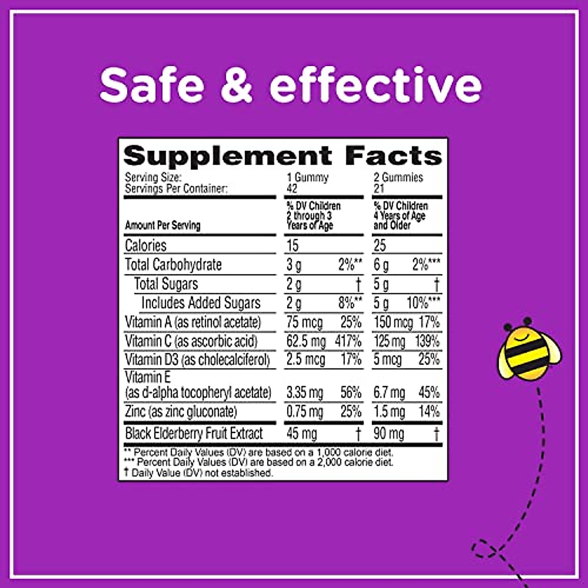 Zarbee's Elderberry Gummies for Kids with Vitamin C; Zinc & Elderberry; Daily Childrens Immune Support Vitamins Gummy for Children Ages 2 and Up; Natural Berry Flavor; 42 Count