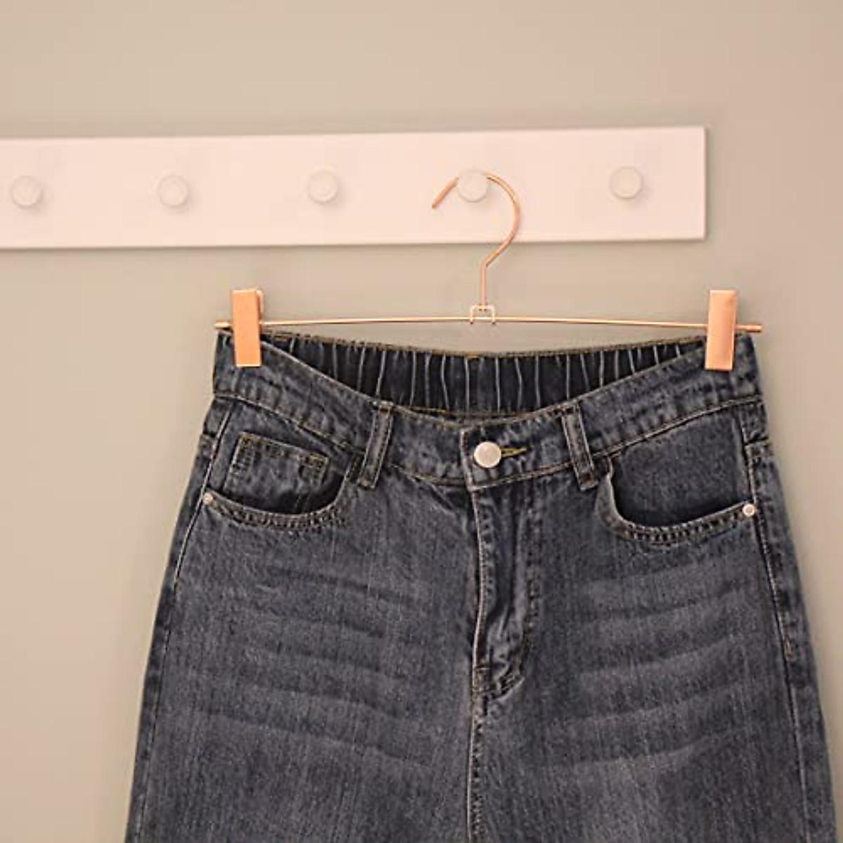 Koobay 13.8" Rose Gold Pants Clothes Hangers, 10PACKS, Metal Adjustable Clips Bottom Trousers Hanger Organization Display Hangers