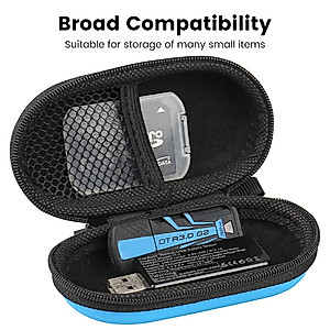 Earbud Case, RISETECH Earphone Carrying Case Holder EVA Headphone Storage Bag Small Zipper Pouch Compatible for EarPods, AirPods, Beats Flex, Urbeats3, Bose Wireless Earbuds, USB Cable, with Clip-Blue